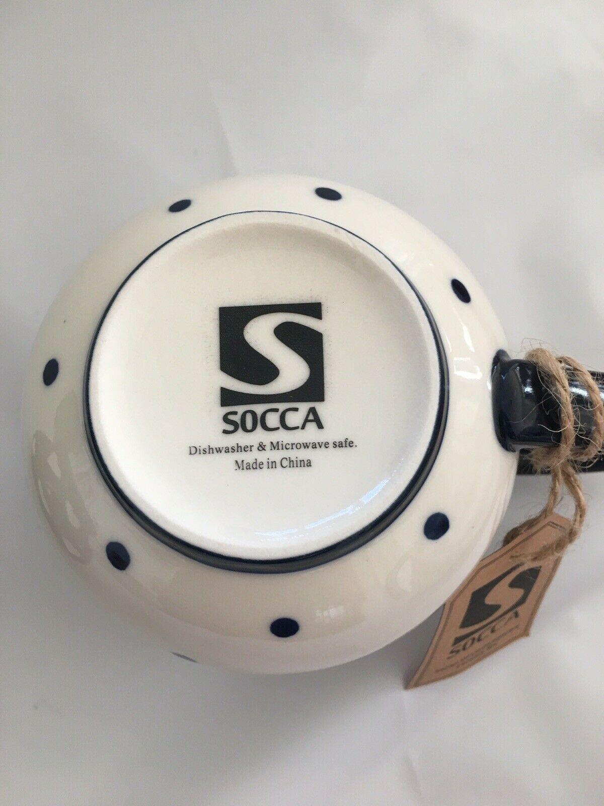 2 x Socca Very Pretty Navy Blue & White Mugs – Hand Painted with Hearts ...