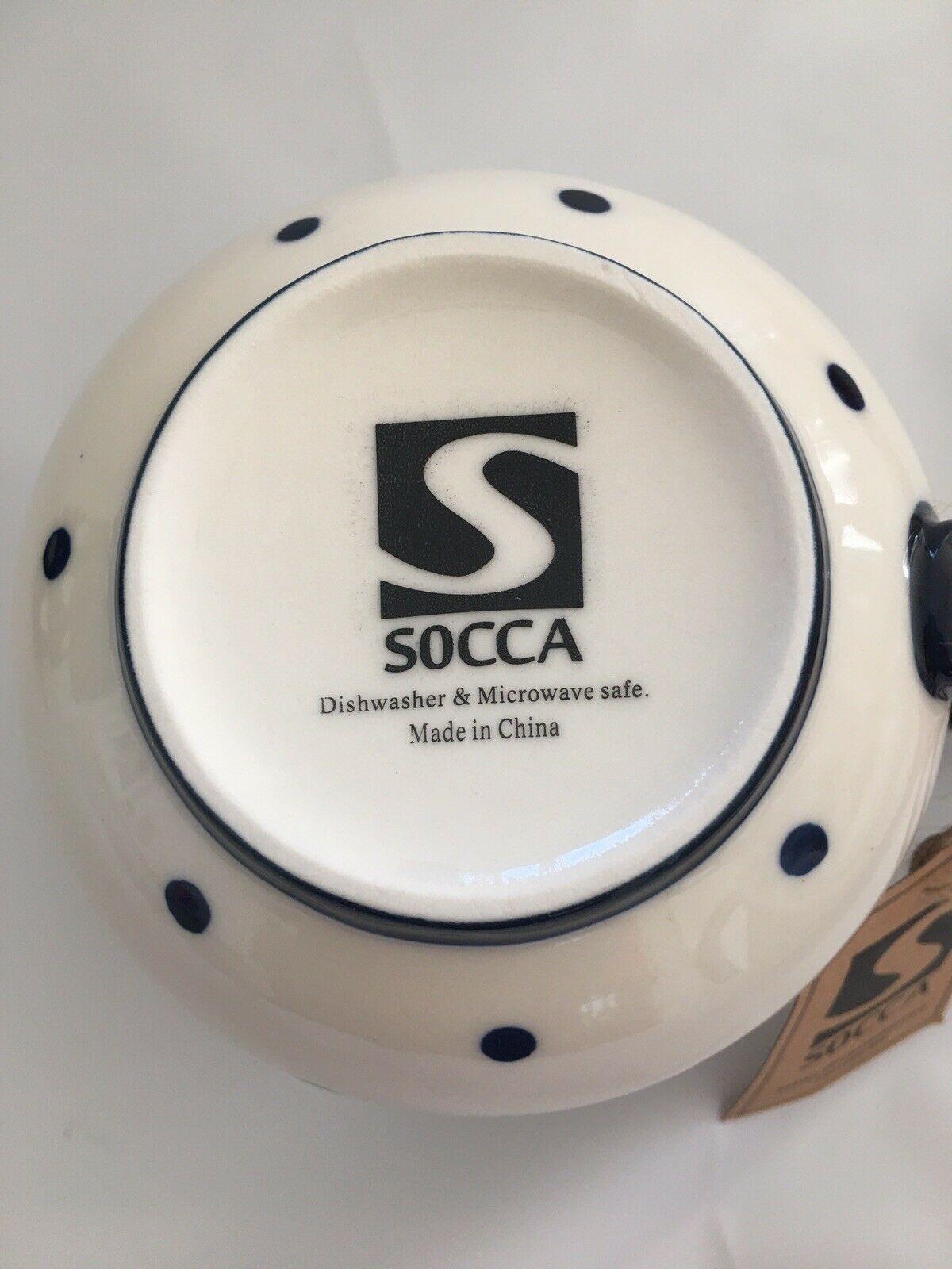 2 x Socca Very Pretty Navy Blue & White Mugs - Hand Painted with Hearts ...